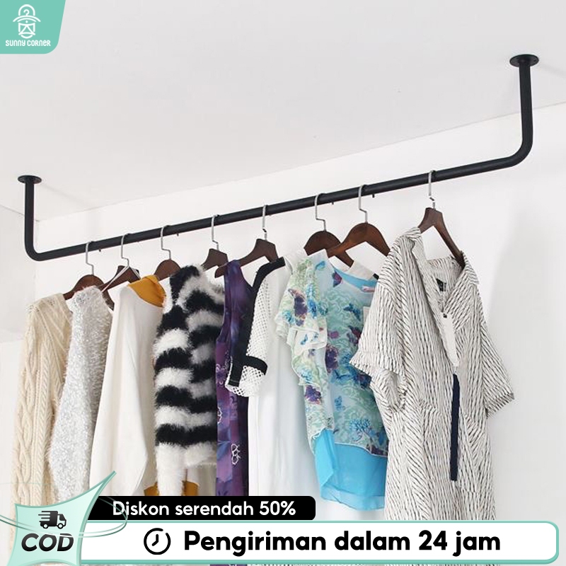 Jual Gantungan Baju Dinding 180cm Gantunga Baju Palang Tembok Free Paku ...