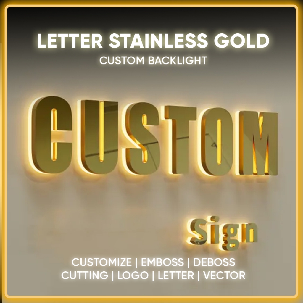 Jual GOLD Stainless Backlight CUSTOM Huruf Letter Logo Signage | Shopee ...