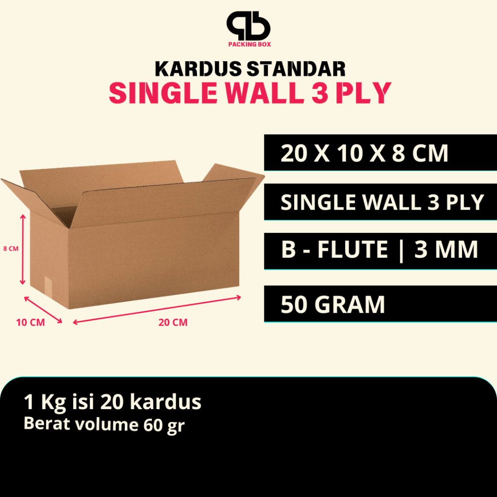 Jual Packaging Box 20x10x8 Kardus Karton Kotak Dus Packing Kecil Mini ...