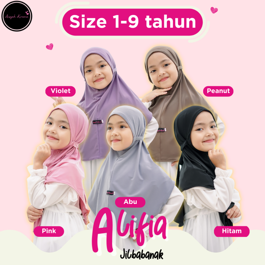 Jual Alifia - Jilbab Anak Bergo Tali Hijab Instan Bayi Perempuan 1-4 5-9 tahun kerudung jersey ...