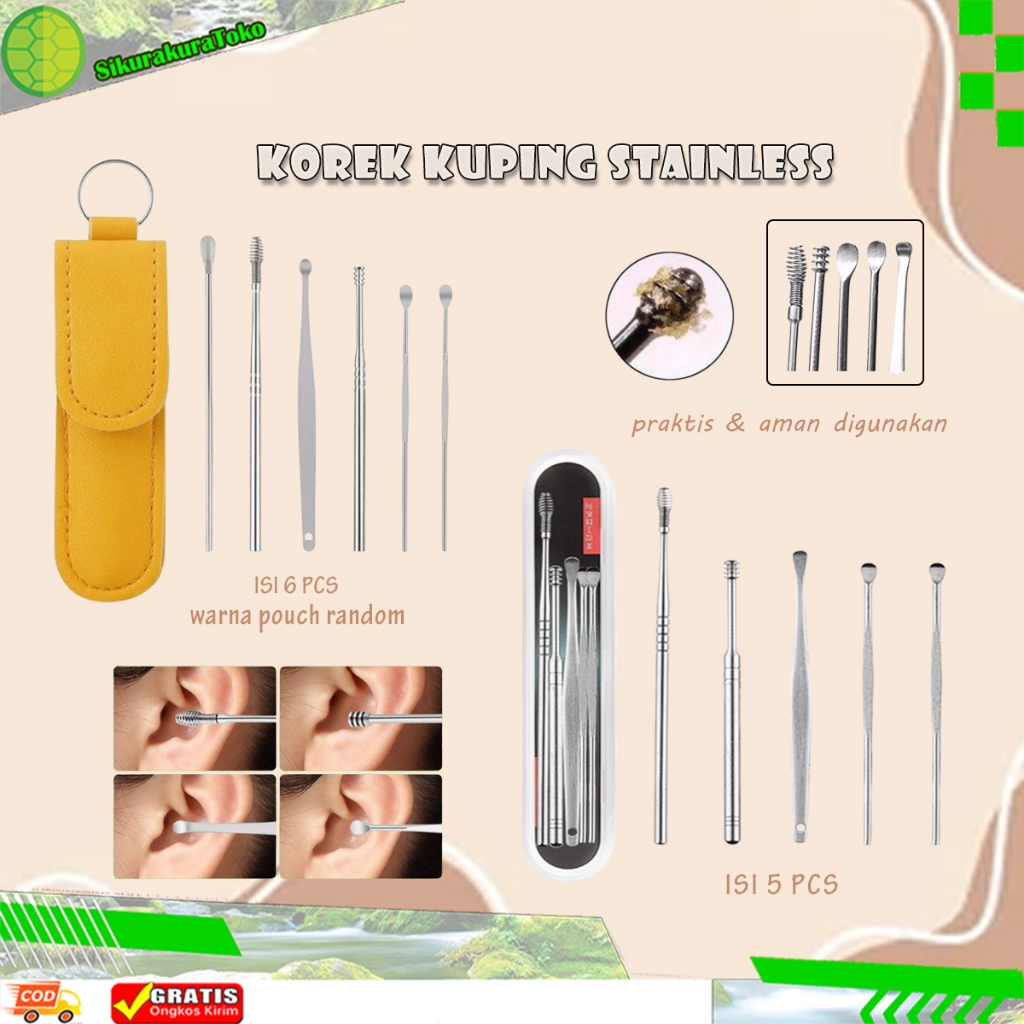 Jual (SKR) Korek Kuping Set 5 in 1 Pcs Dan 6 IN1 Plus Pouch Isi 5 6 ...