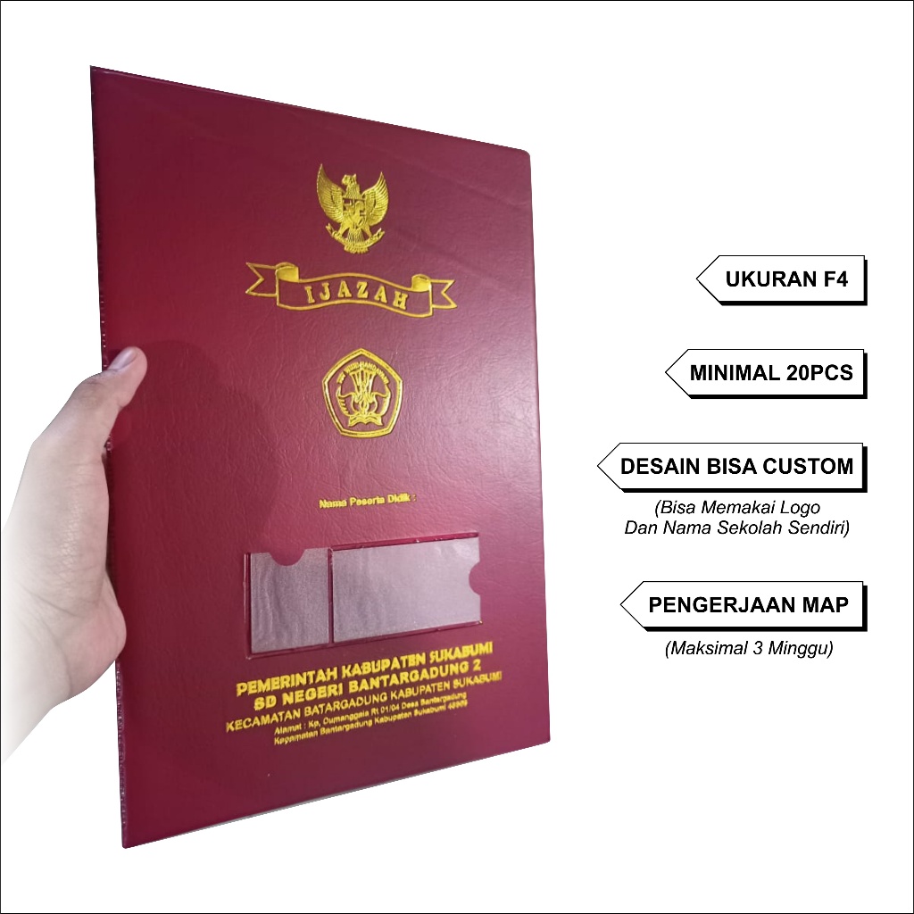 Jual (MIN. 20PCS) CETAK MAP IJAZAH CUSTOM UNTUK SEKOLAH KB RA TK PAUD ...