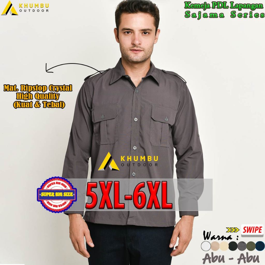 Jual Kemeja Tactical SAJAMA Series Ukuran Jumbo 5XL-6XL Warna ABU ...