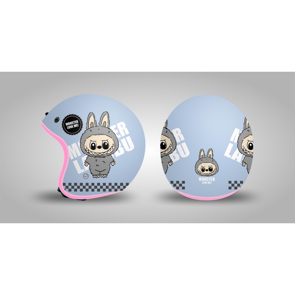 Jual Helm Bogo Retro Dewasa Karakter Boneka Labubu Half Face Full Leher ...