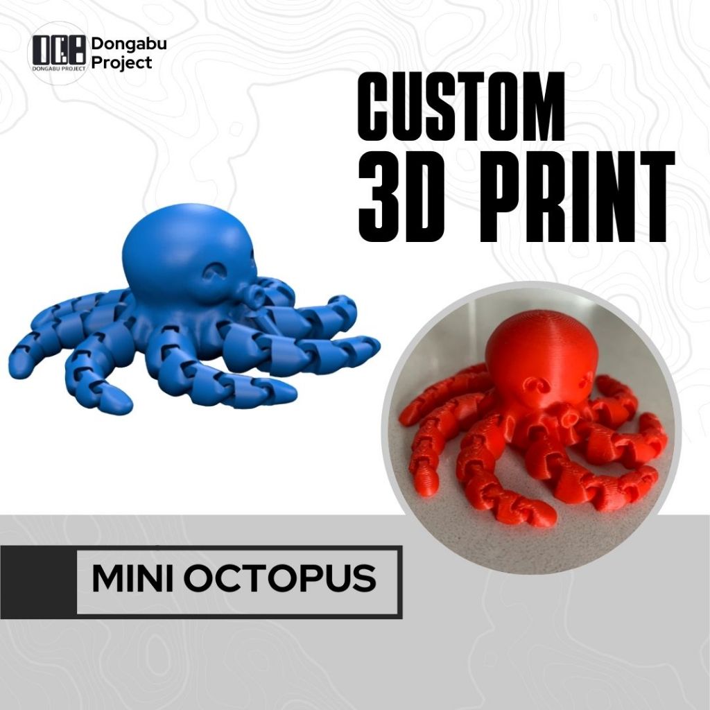 Jual Custom 3D Printing 3D Print Cetak 3D Articulated Mini Octopus Toys ...