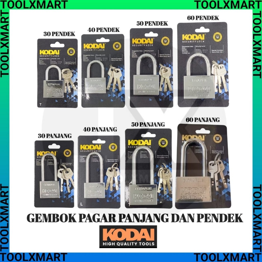 Jual Gembok Kodai 30 40 50 60 Panjang pendek Gembok Rumah High Quality ...