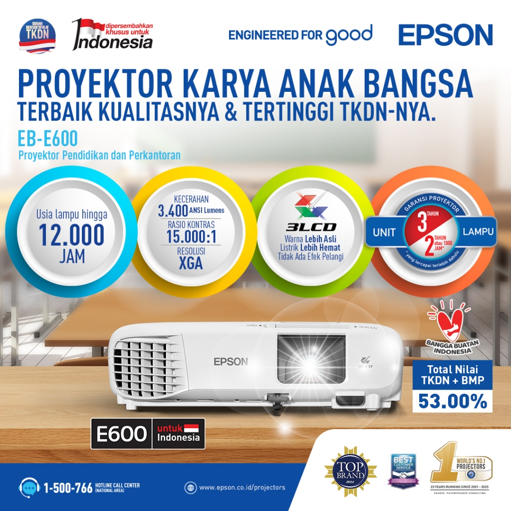 Jual Epson EB-E600 XGA 3LCD TKDN Certified Projector | Shopee Indonesia