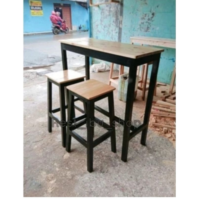 Jual meja bar buat cafe atau Warkop full kayu jati Belanda | Shopee ...