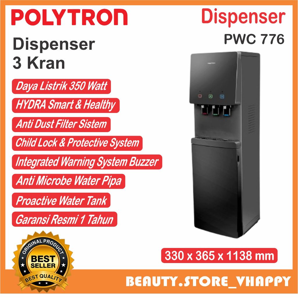 Jual Dispenser POLYTRON Hydra Galon Bawah PWC 776 Garansi Resmi ...