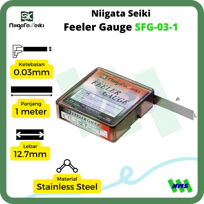 Jual Alat Ukur Celah Niigata Seiki SFG-03-1 Stainless Steel Feeler Gauge 0.03mm x 1 meter ...