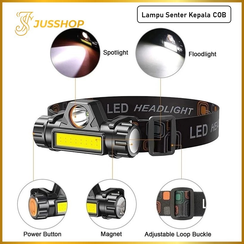 Jual senter kepala lampu led original impor pvc headlamp super terang kemping kemah aktivitas ...