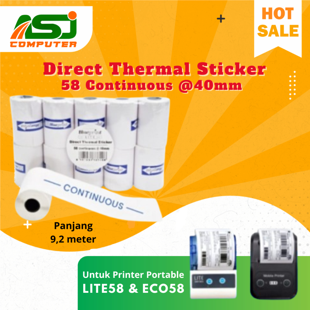 Jual Kertas Direct Thermal Sticker Label BLUEPRINT 58mm x 9 meter ...