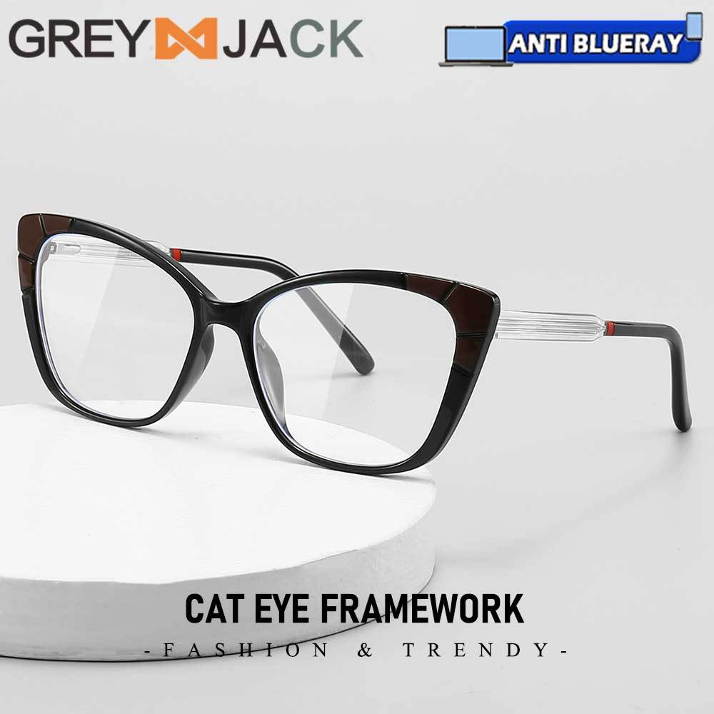 Jual Grey Jack Kacamata Model Cat Eye Bahan TR90 Ringan Fashion Wanita Kekinian Bisa Minus ...