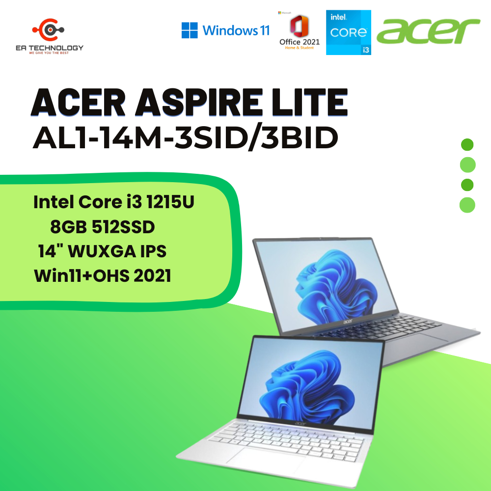 Jual ACER ASPIRE LITE AL1-14M-3SID/3BID Core i3-1215U 8GB 512SSD 14 ...