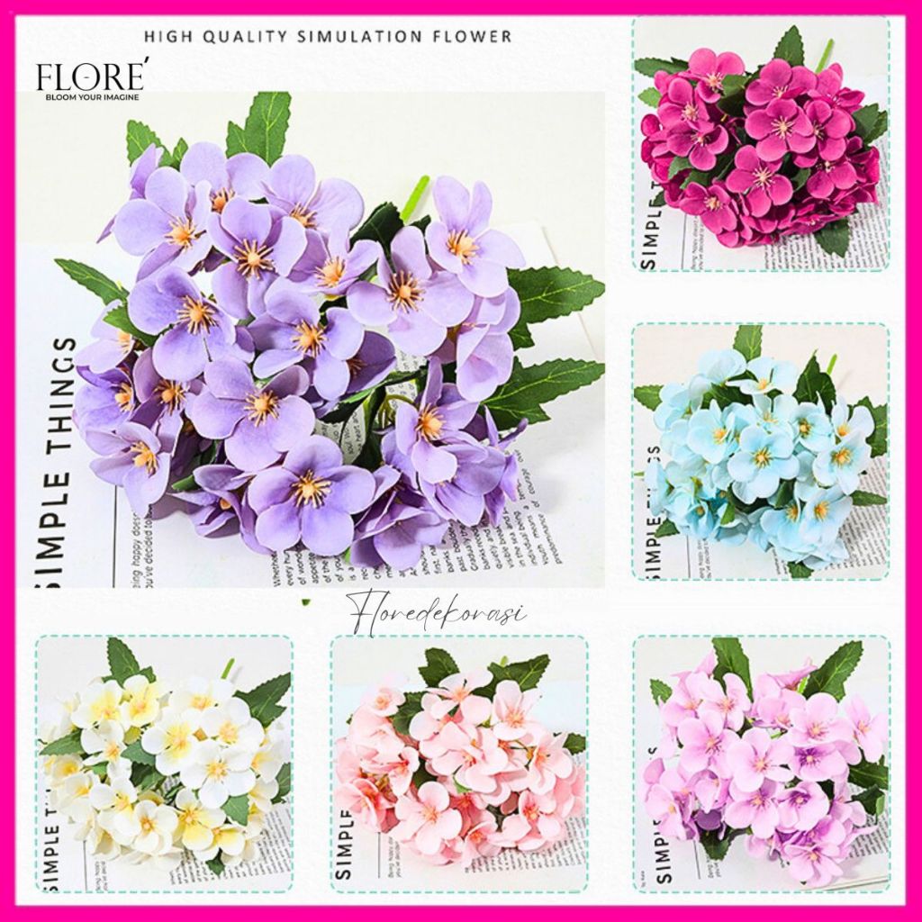 Jual Bunga Buket Hortensia Artificial/Bunga Hydrangea Cabang 5/Bunga ...