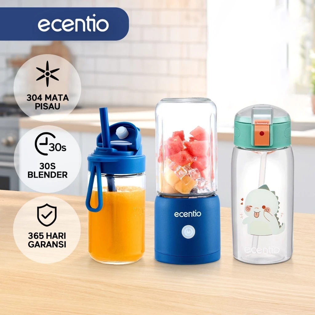 Jual ecentio blender 10 mata pisau 2 botol+botol Bening 500ml Jus Portable elektrik juicer Ice ...