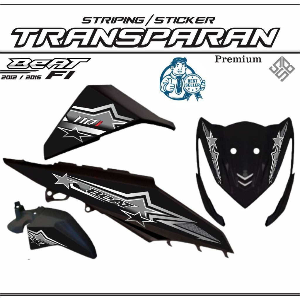 Jual STICKER TRANSPARAN HONDA BEAT FI MOTIF SIMPLE STRIPING DESIGN ...