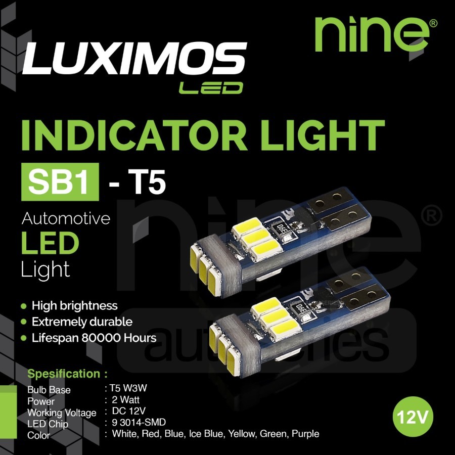 Jual LUXIMOS LED T5 SB1 LAMPU KILOMETER INDIKATOR MOTOR MOBIL 9 TITIK ...