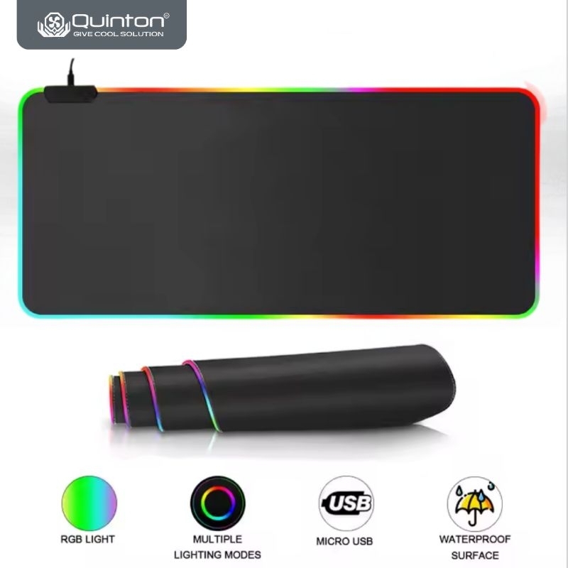 Jual Mousepad Gaming LED RGB XXL Hitam Quinton 7 Color mouse pad 80 x ...