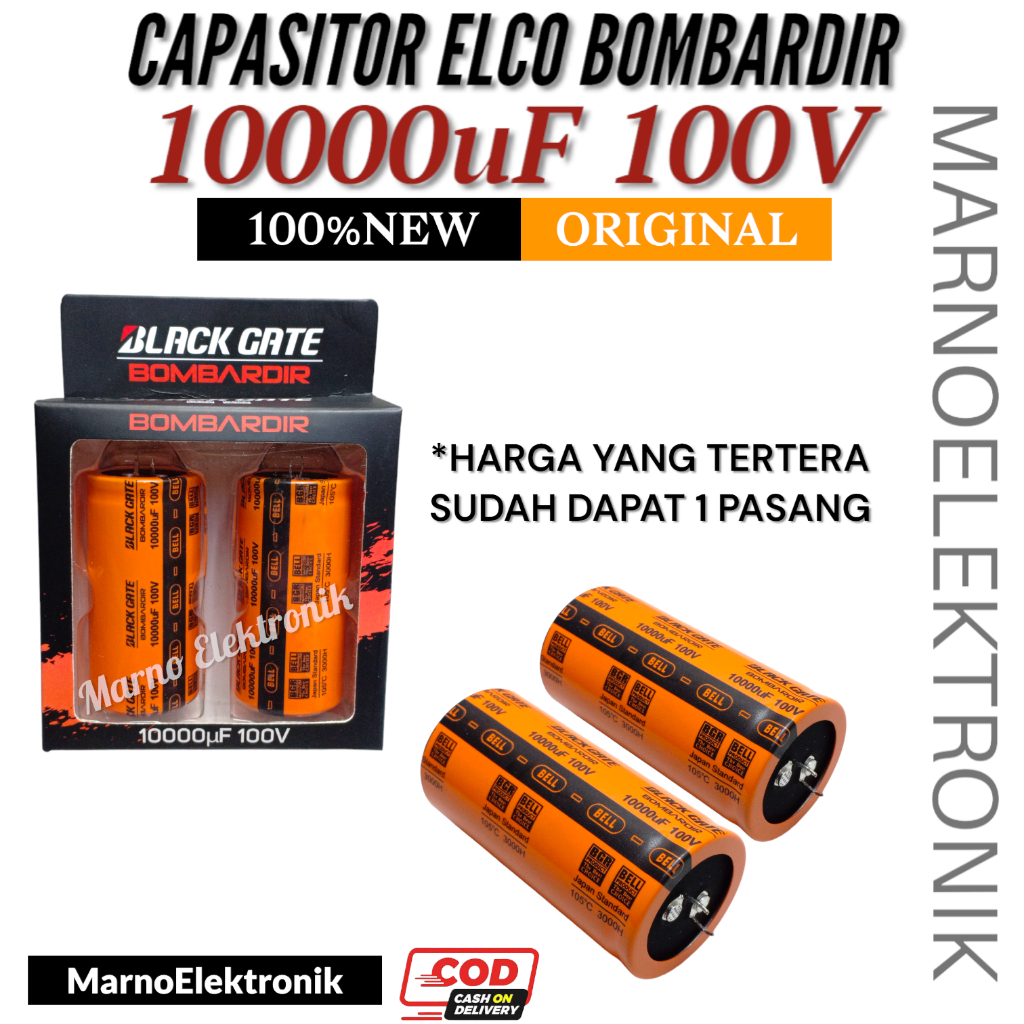 Jual CAPASITOR ELCO 10000UF 100V BOMBARDIR BELL ORANGE 10000 UF 100 V ELKO KAPASITOR 10000 MIKRO ...
