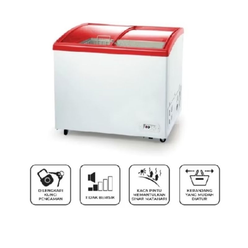 Jual Chest Freezer Box Maspion Pintu Sliding kaca 200 Liter UFH-200 C ...