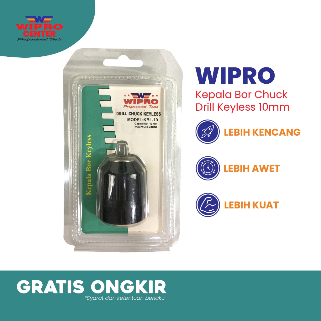 Jual Wipro Kepala Bor Keyless KBL-10 (3/8-24UNF) | Shopee Indonesia