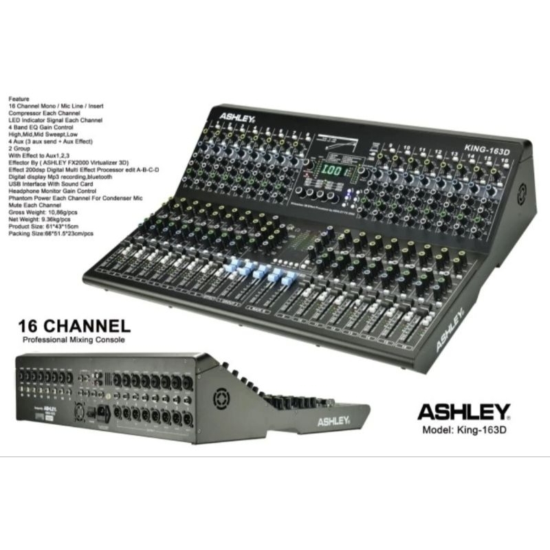 Jual MIXER 16 CHANNEL 2GROUP ASHLEY KING 163D / KING163D GARANSI RESMI ...