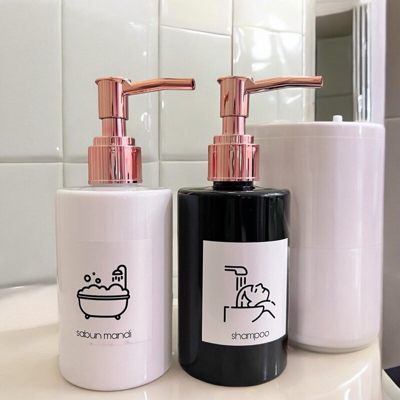 Jual botol aesthetic 250ML EXCLUSIVE STIKER GAMBAR KECIL PUMP LONG PIPE ...