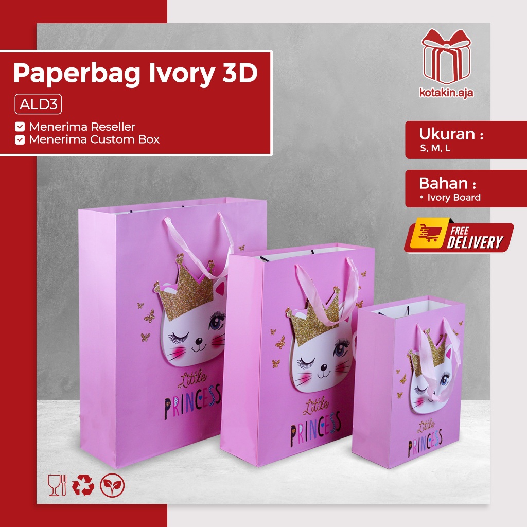 Jual Paper Bag Ulang Tahun Anak / Paper Bag Ultah Anak Karakter Kucing ...