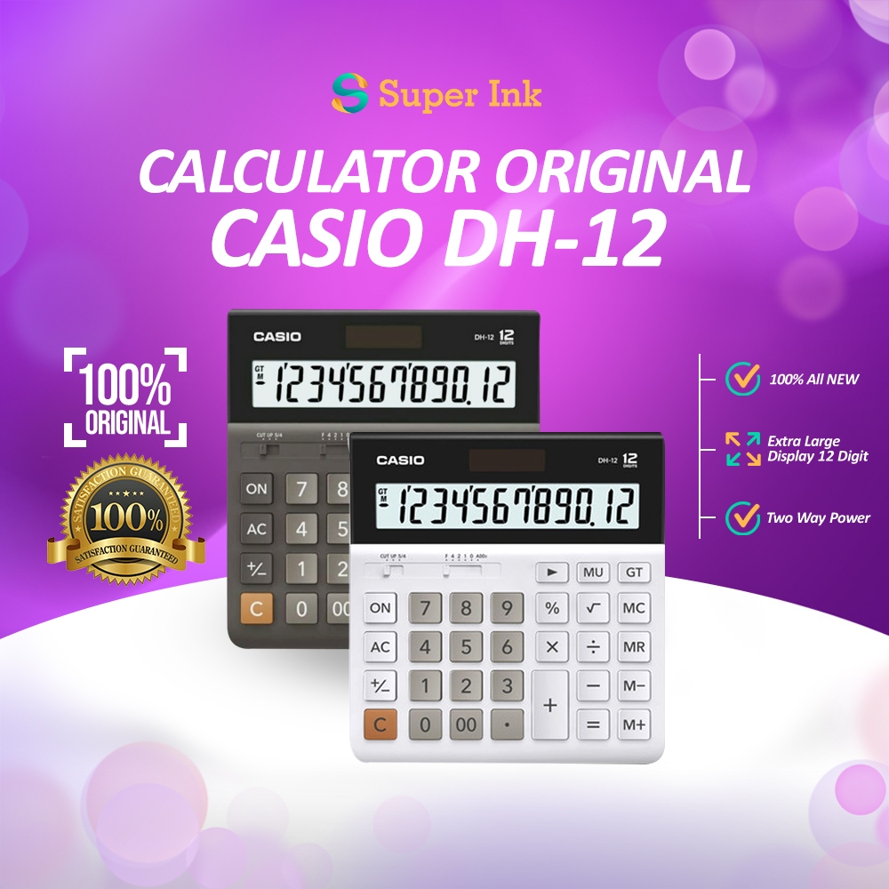 Jual Kalkulator Casio DH-12 BK White 12 Digits Kalkulator Original ...