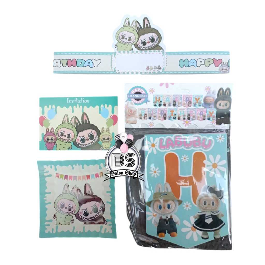 Jual SET KARTU UNDANGAN LABUBU / BANNER LABUBU / TOPI LINGKAR LABUBU ...