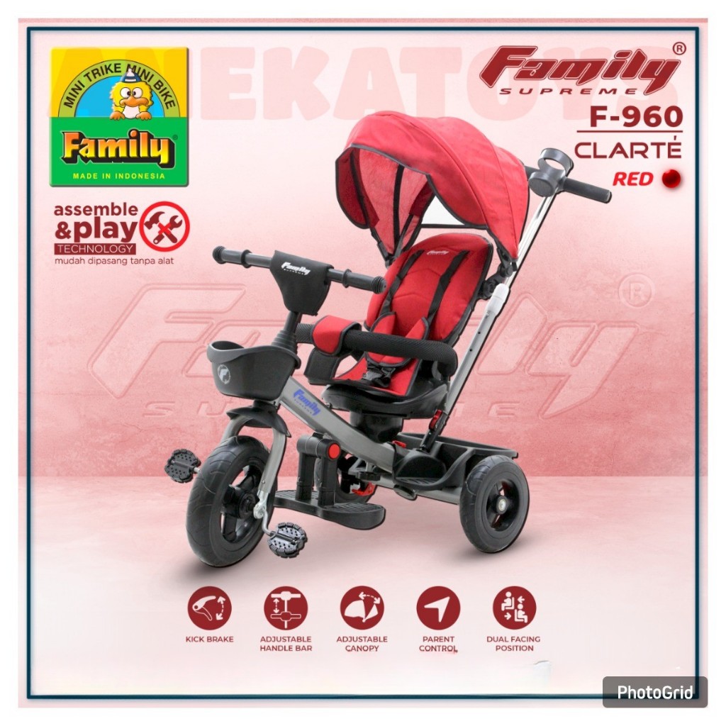 Jual Sepeda Roda Tiga Anak Family Clarte F960j Ban Karet Tanpa Musik ...