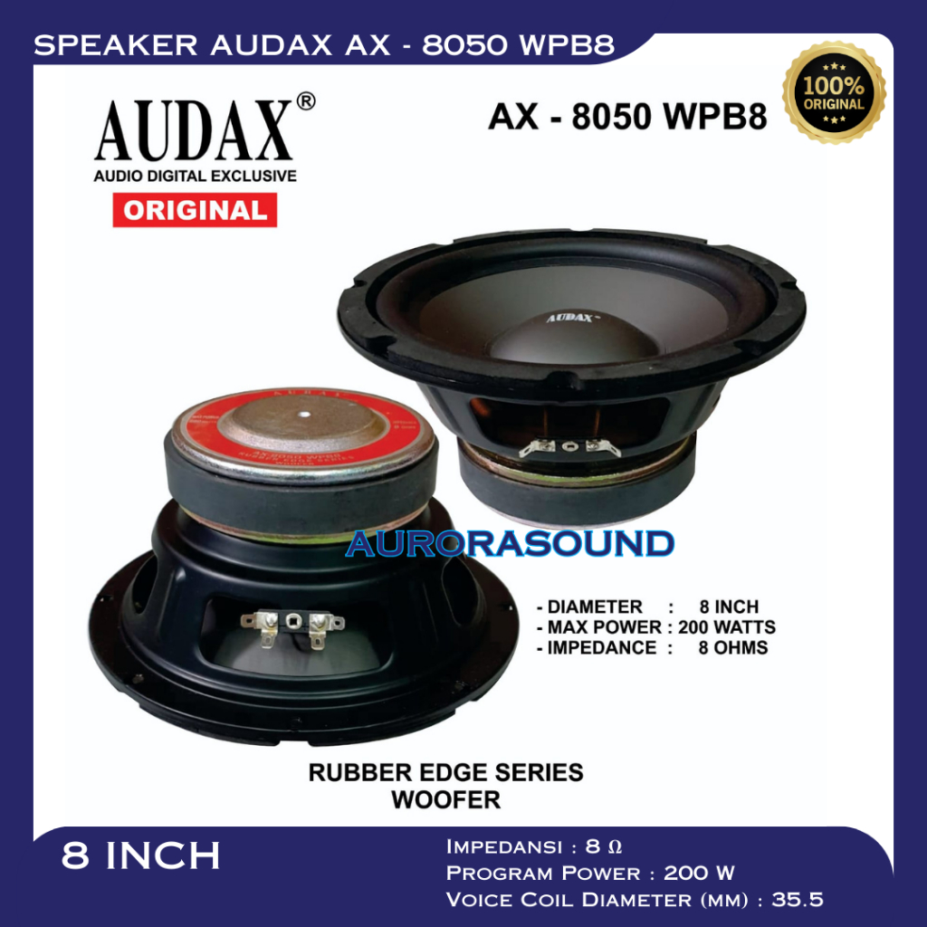 Jual SPEAKER AUDAX AX 8050 WPB8 WOOFER 8 INCH SPEAKER AUDAX AX 8050 ...