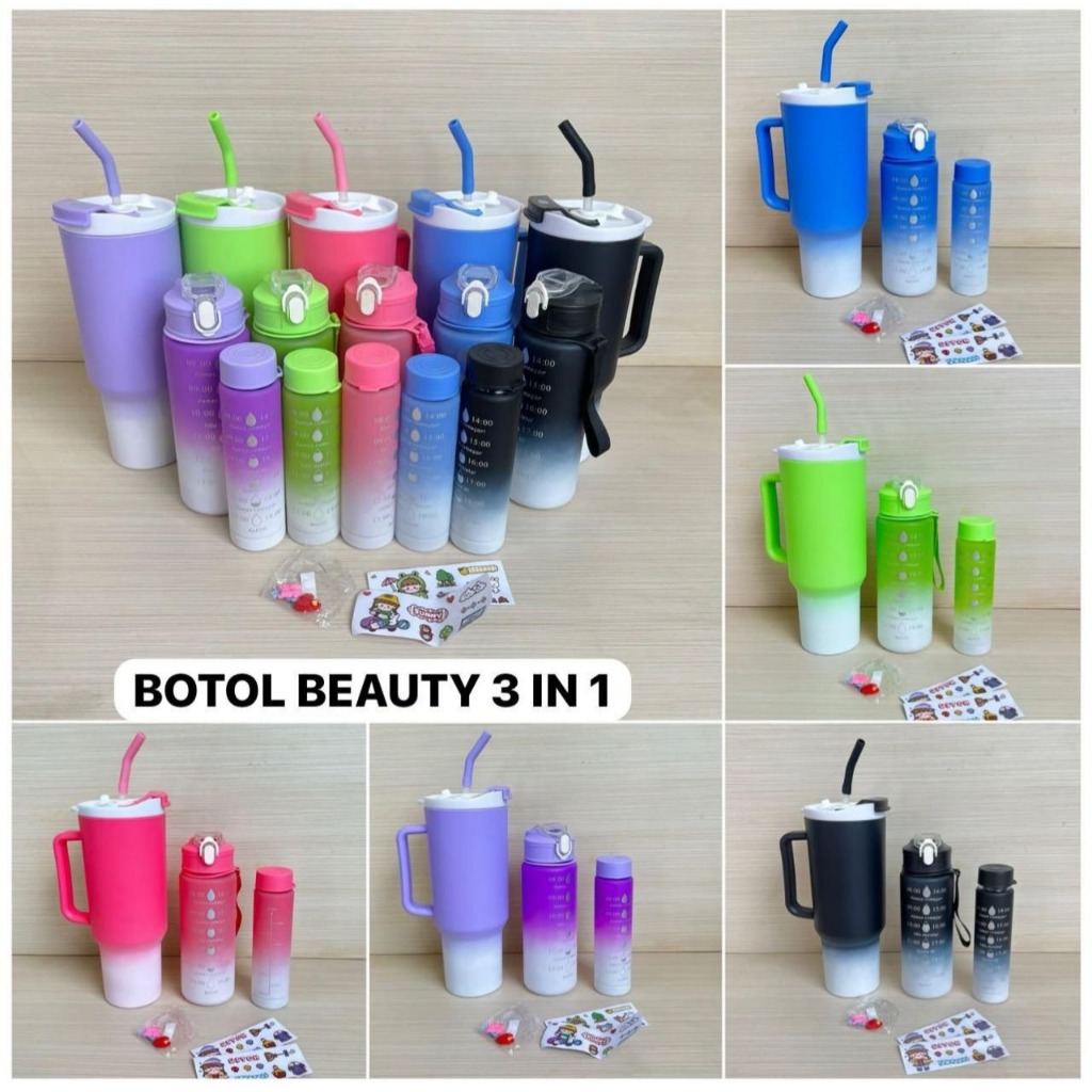 Jual Botol Beauty Botol Minum Gradasi Viral Beranak 3 in 1 Unik Terbaru ...