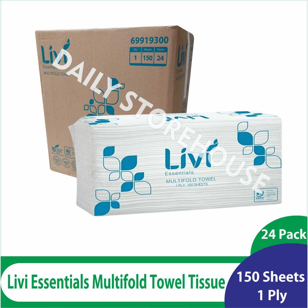 Jual 1 Dus Tissue LIVI Essentials Hand Towel Multifold 150 Sheets Isi ...