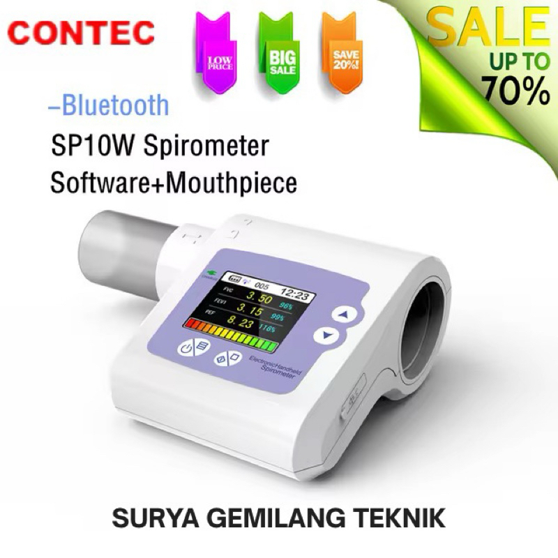 Jual Contec SP10W Bluetooth Digital Spirometer Lung Breathing Diagnostic Spirometry Volumetric ...