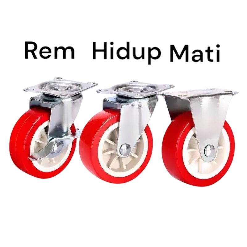 Jual roda troli rem hidup mati 2 inch eceran roda cartrol troli 2 inch ...