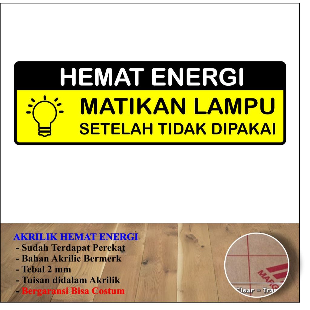 Jual SIGN MATIKAN LAMPU STIKER HEMAT ENERGI BAHAN AKRILIK ACRYLIC ...