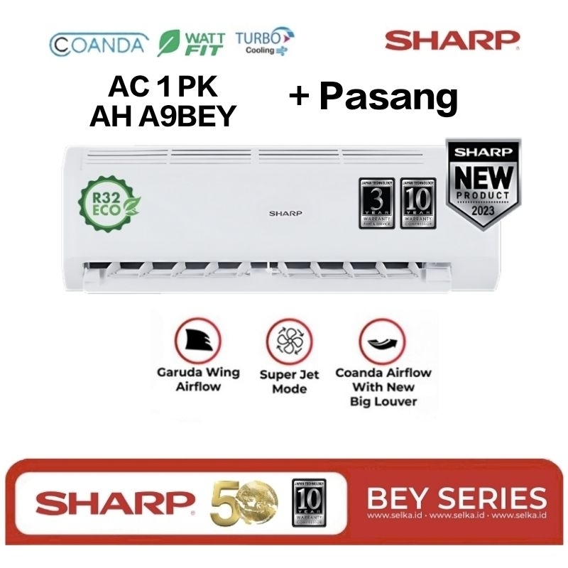 Jual AC Sharp 1 PK AH A9BEY Low Watt Plus Pasang | Shopee Indonesia