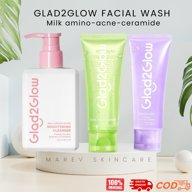Jual Glad2Glow Blueberry Ceramide Low pH Gel Cleanser 70ml G2G Facial Wash sabun wajah | Shopee ...