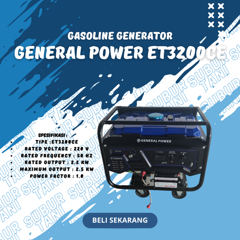 Jual GENSET GENERAL POWER ET 3200 CE 6,5HP/GENERATOR/MESIN GENSET/MESIN ...