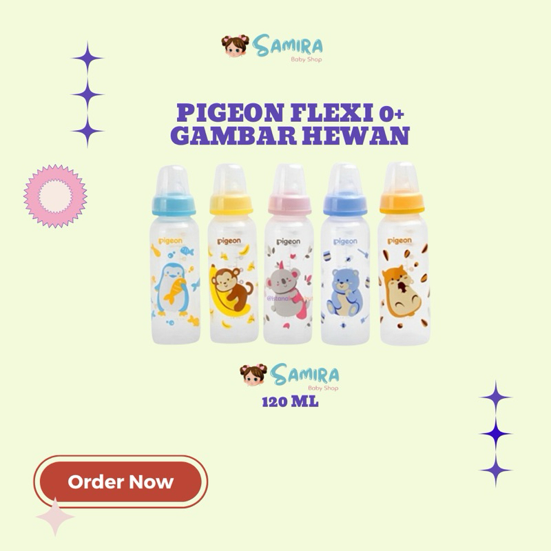 Jual Pigeon Flexi 0+ Gambar Hewan 120ml Botol Minum Bayi/Botol Asi ...