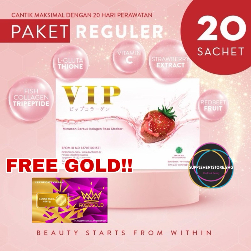 Jual [FREE GOLD!] 1 BOX VIP Collagen - VIP PLUS 40+ Colagen Drink ...