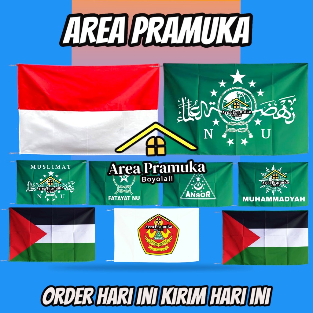 Jual Bendera Nu / merah putih / palestina / muhammadiyah / ansor ...