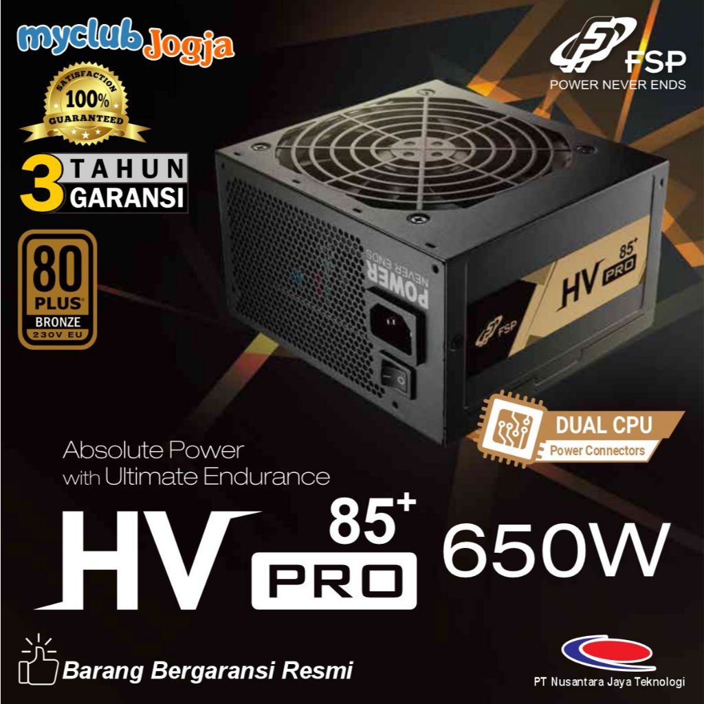 Jual PSU 650 Watt 80 Plus Bronze FSP HV PRO 85+ 650W 230V Power Supply ...