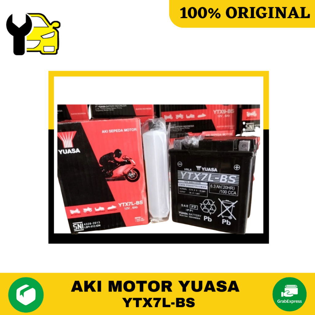 Jual Aki Accu Motor Vespa LX 150, Primavera, Sprint YTX7L-BS YTX7LBS YUASA 12v 6ah Accu kering ...