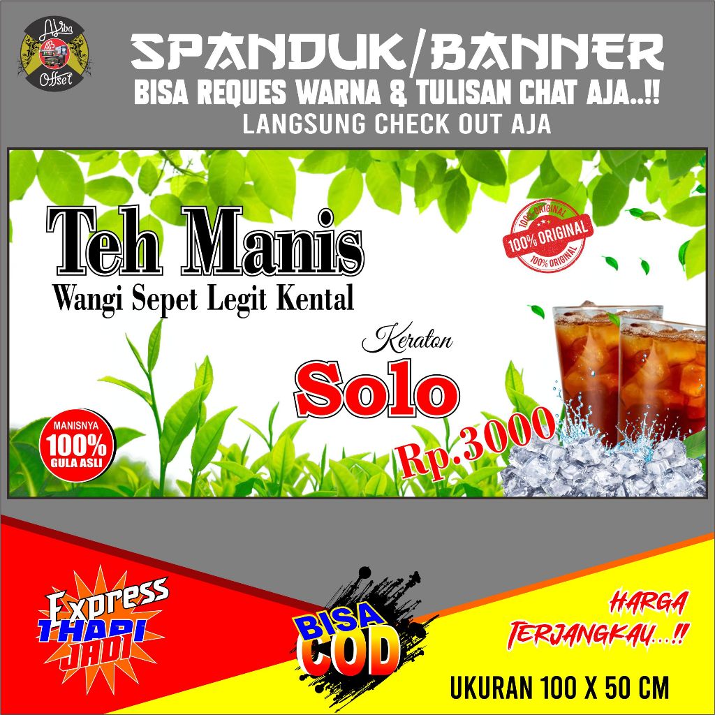 Jual SPANDUK BANNER TEH MANIS TEH SOLO MURAH HARGA TERJANGKAU 10050 ...