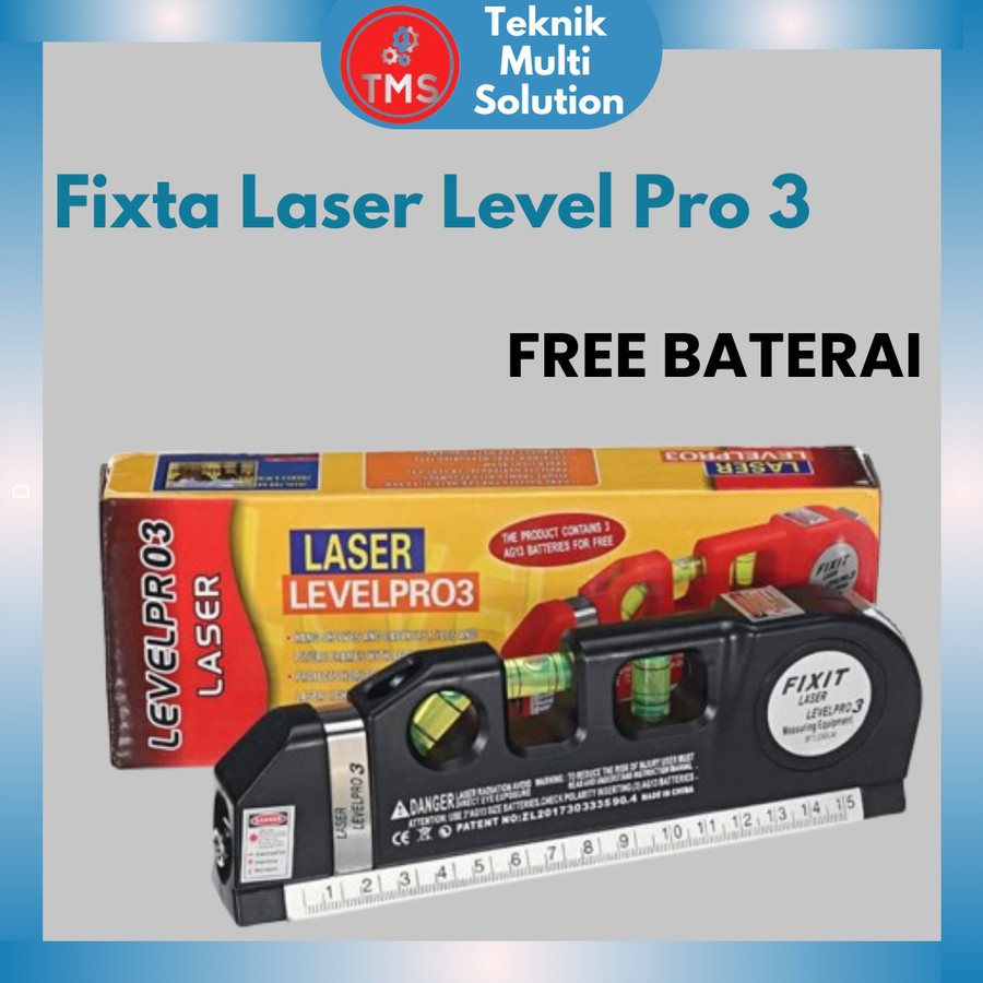 Jual Fixta Laser Level Pro 3 Penggaris Waterpass Meteran Laser 250 Cm Pengukur Jarak Horizontal ...