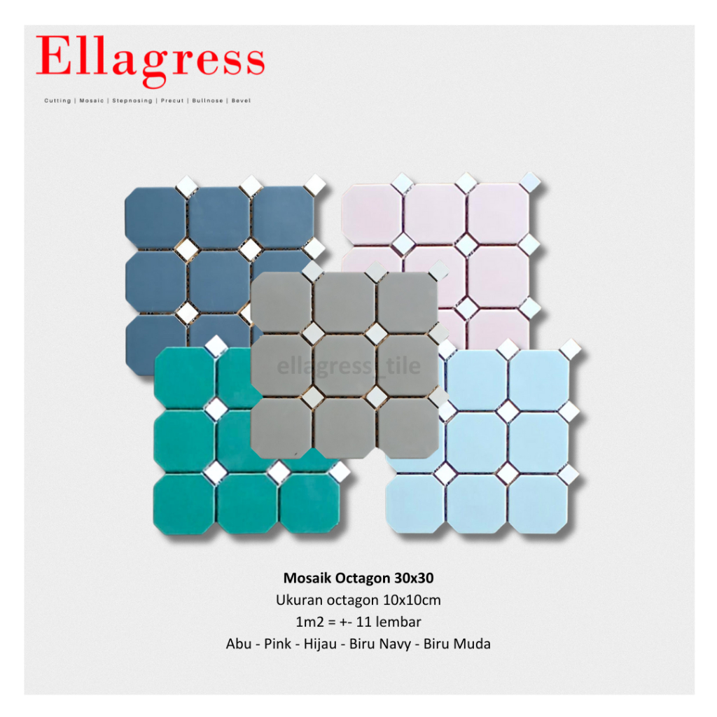 Jual Ellagress Mosaik Keramik Octagon Oktagon 30x30 Matt Warna Lantai ...