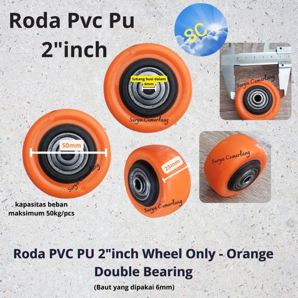Jual Roda Pvc/Pu 2 inch - Bearing Wheel Only - 2 inch Roda saja ...